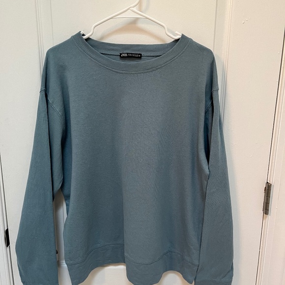 Zara | Tops | Zara Crew Neck Lite Blue In Womans Xl | Poshmark